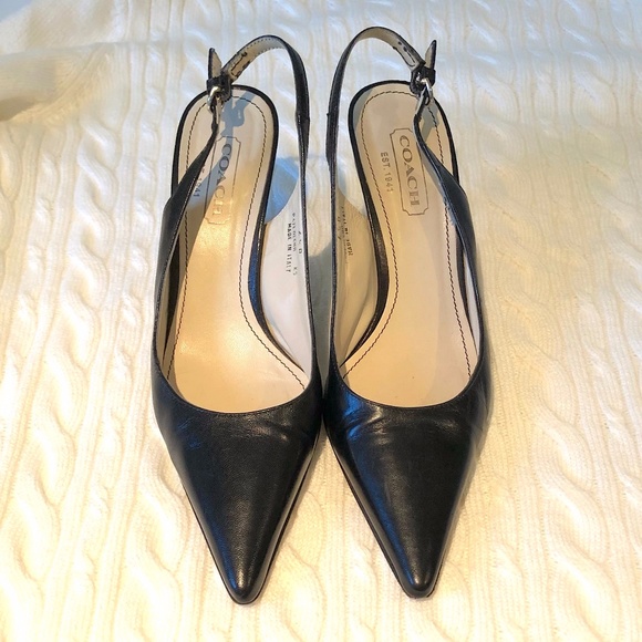 Coach | Shoes | Coach Alena Sling Back Midheel Black Pumps 65 | Poshmark